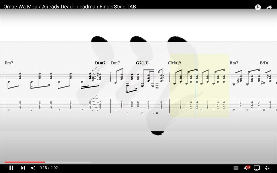 deadman - Omae Wa Mou (FingerStyle) TAB+1 Staff by Mars TABs