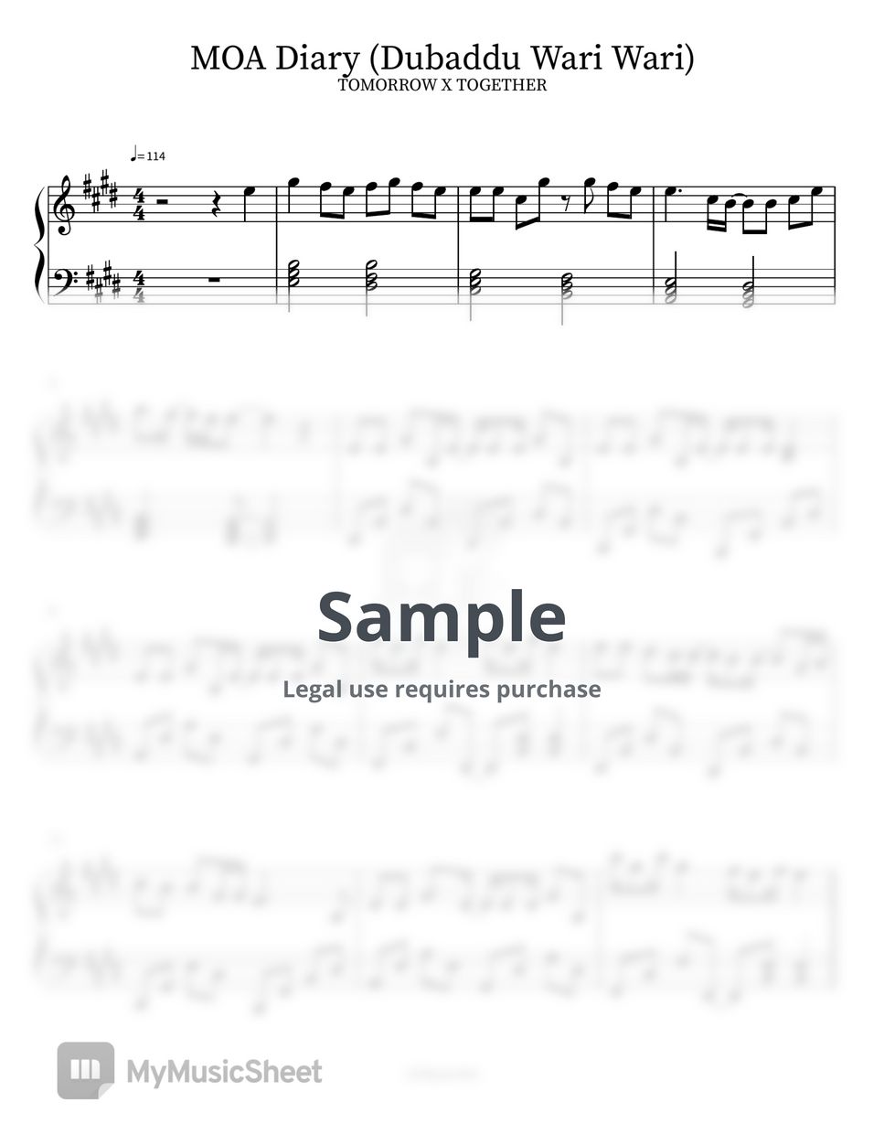 TXT(투모로우바이투게더) - MOA Diary (Dubaddu Wari Wari)(교환일기 (두밧두 와리와리)) Sheets by chihyun416