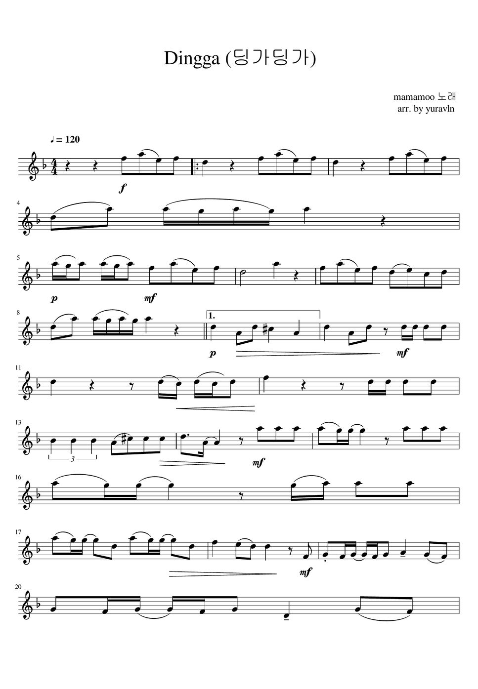 Mamamoo (마마무) - Dingga (딩가딩가) 樂譜 by yuravln