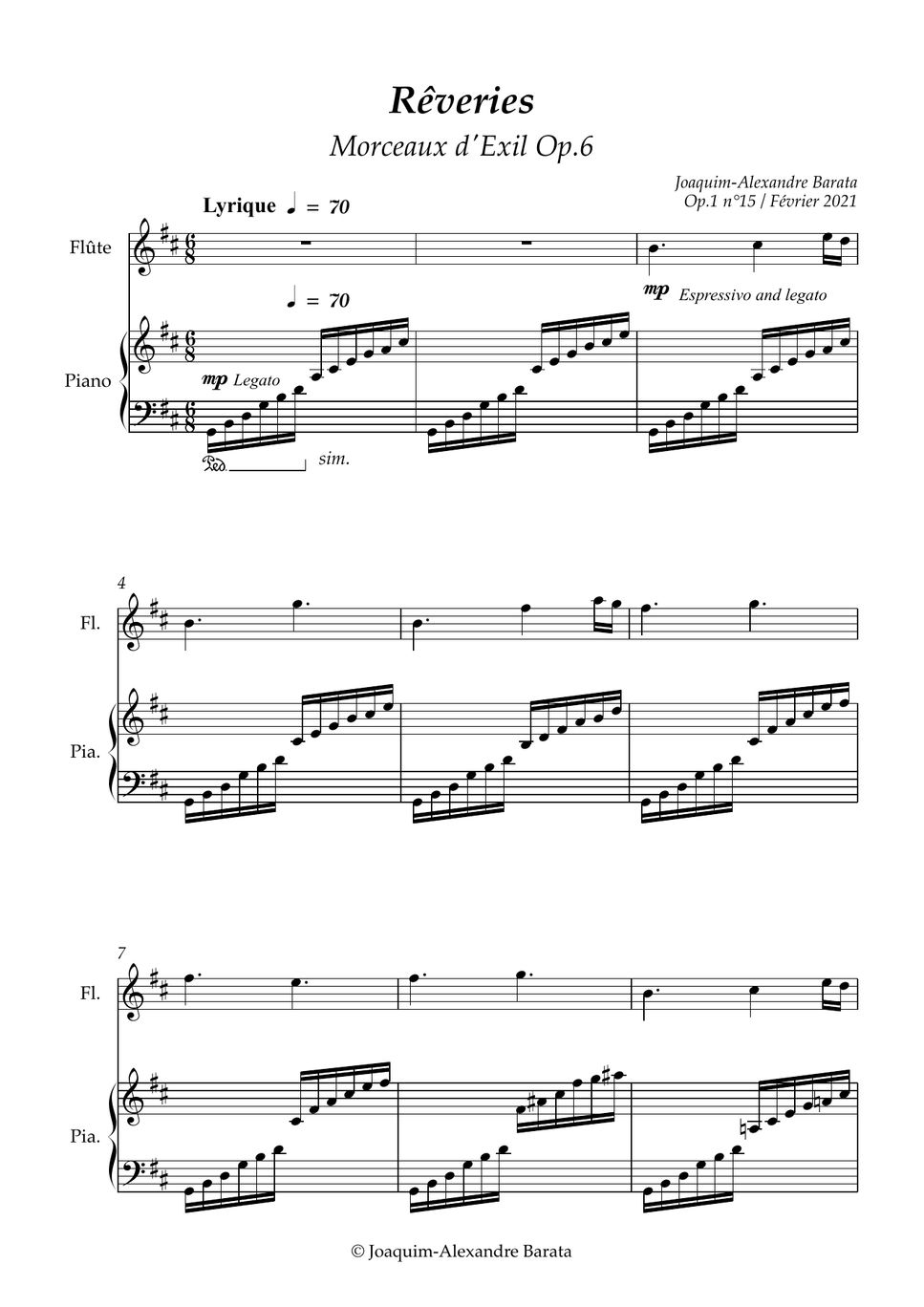 Joaquim-Alexandre Barata - Rêveries - Op.1 n°15 in G Lydian (Flute and ...