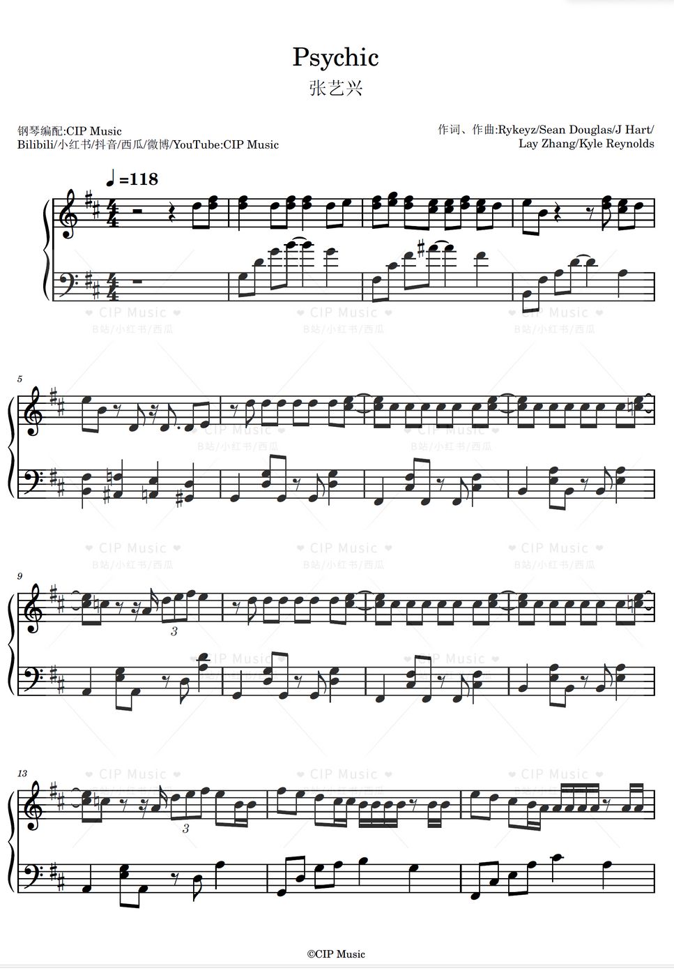 张艺兴 - Psychic Sheet Music by CIP Music
