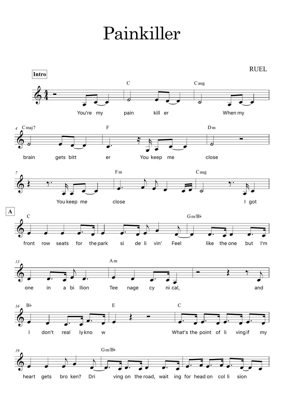 RUEL - Painkiller Partitura by Bell