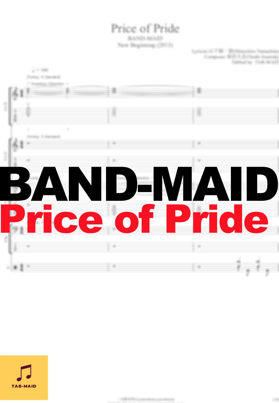 BAND-MAID - Price of Pride (TAB / タブ譜 / バンドスコア) Tab + 1staff by TAB-MAID