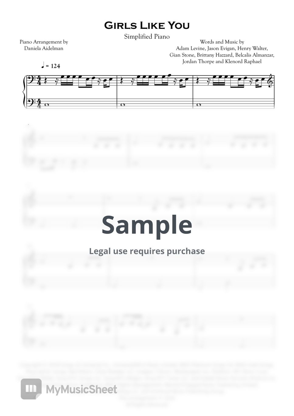 Maroon 5 - Girls Like You Sheet Music by Daniela Aidelman