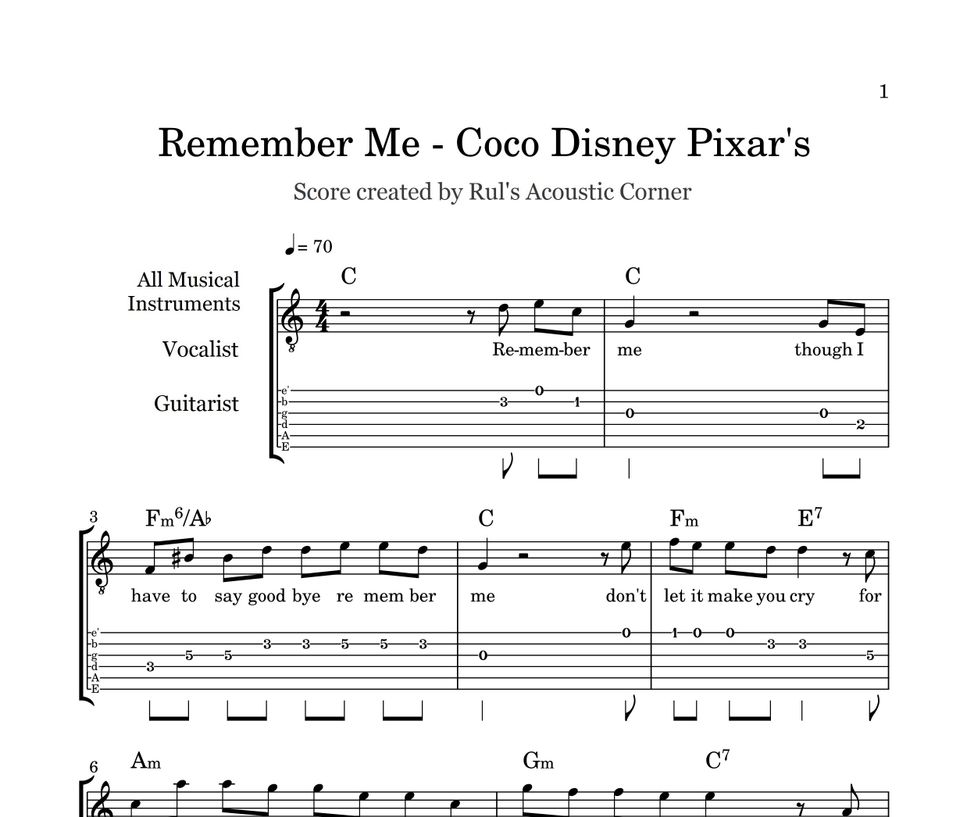 From "Coco"/Sing-Along - Remember Me (for all Musical Instruments ...