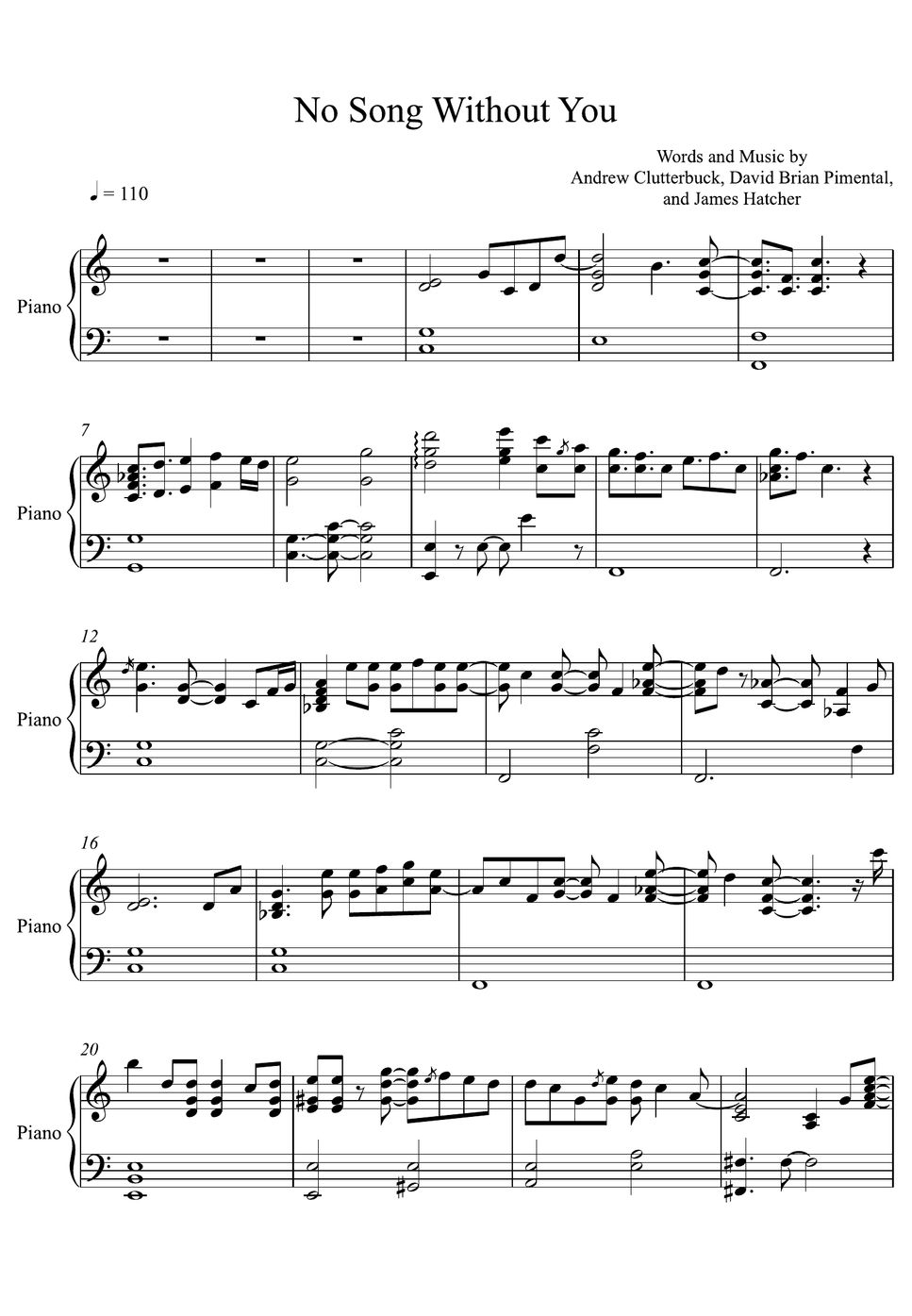 HONNE - No Song Without You 曲谱