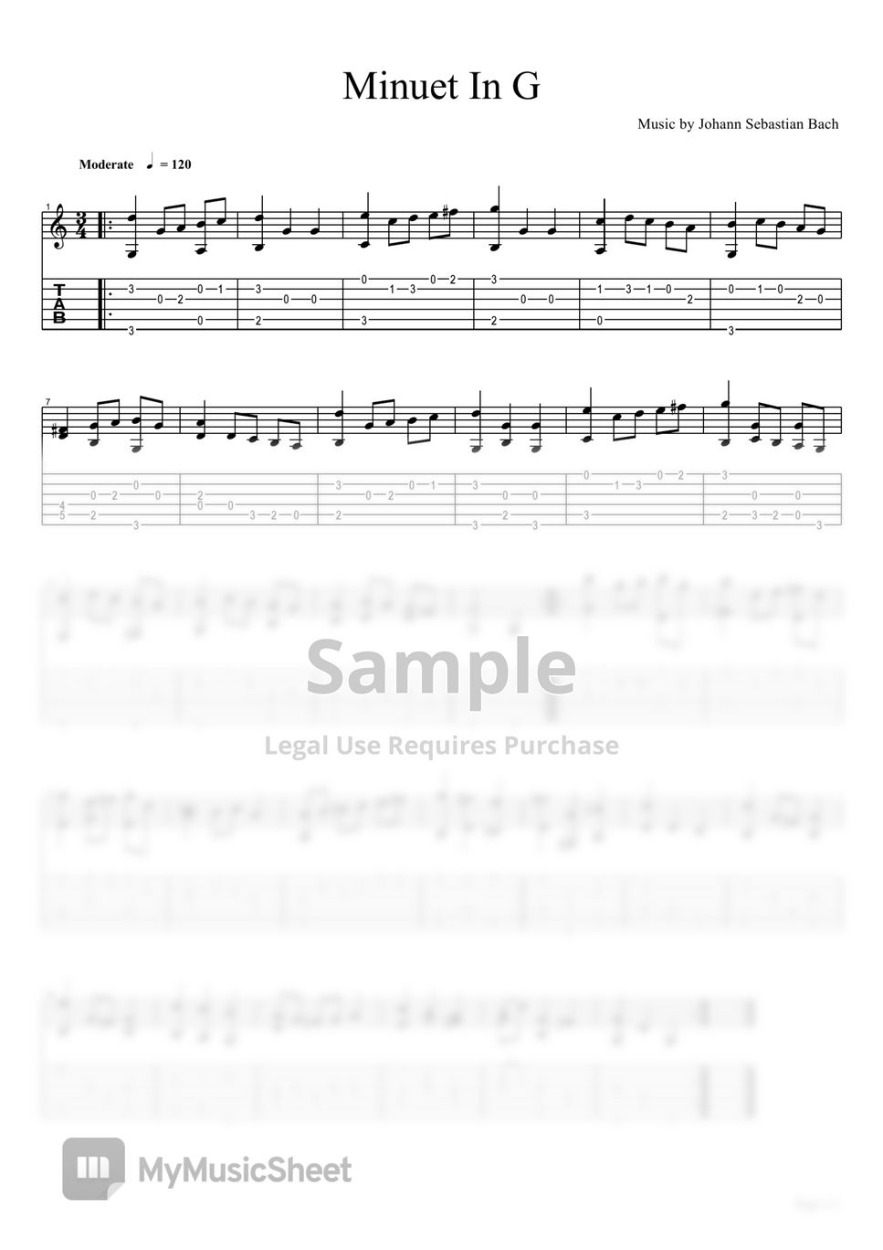 J.S Bach - Minuet in G TAB by Vi Gi archive