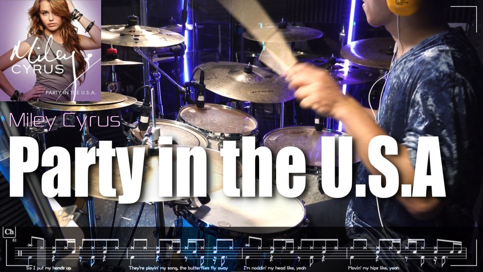 Miley Cyrus - Party in the USA (Drum Sheet) Sheet Music by Boaz Jo