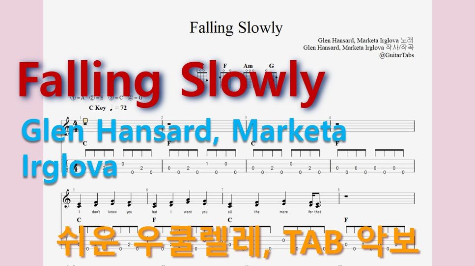 Glen Hansard, Marketa Irglova - Falling Slowly (Once OST) (C Key / Easy ...