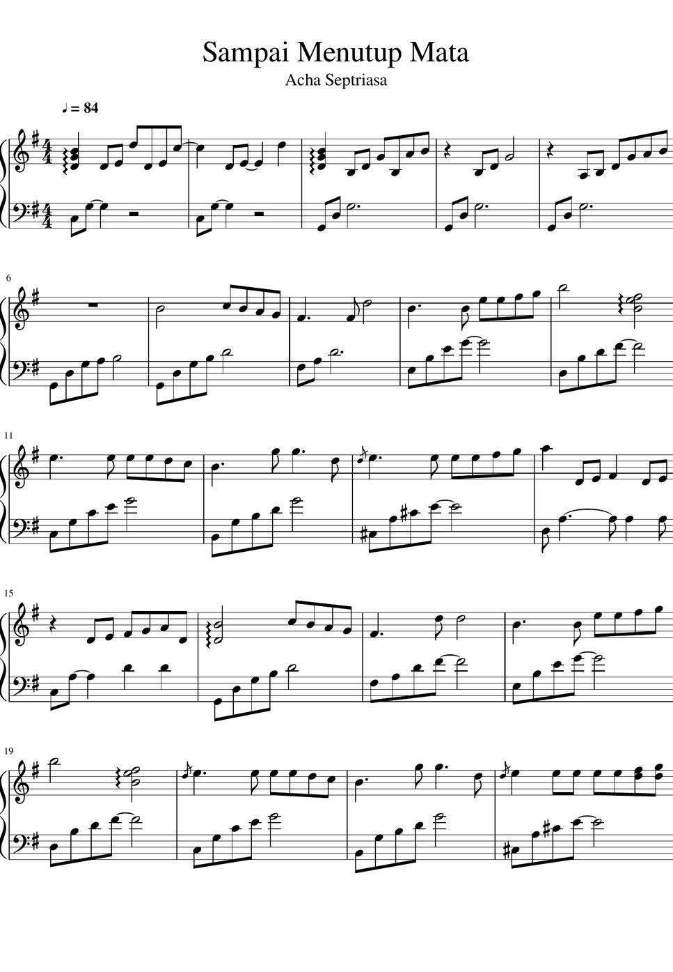 Acha Septriasa - Sampai Menutup Mata Sheet by Henry William