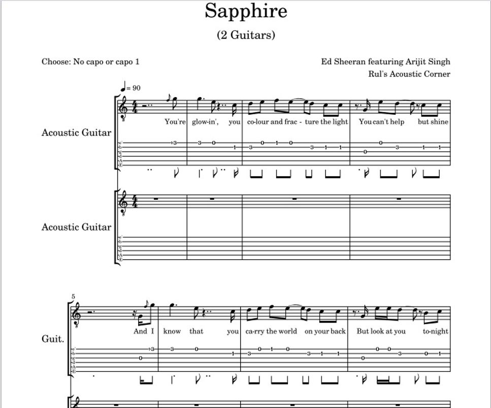 Ed Sheeran feat Arijit Singh - Sapphire (Duet 2 Acoustic Guitars for ...
