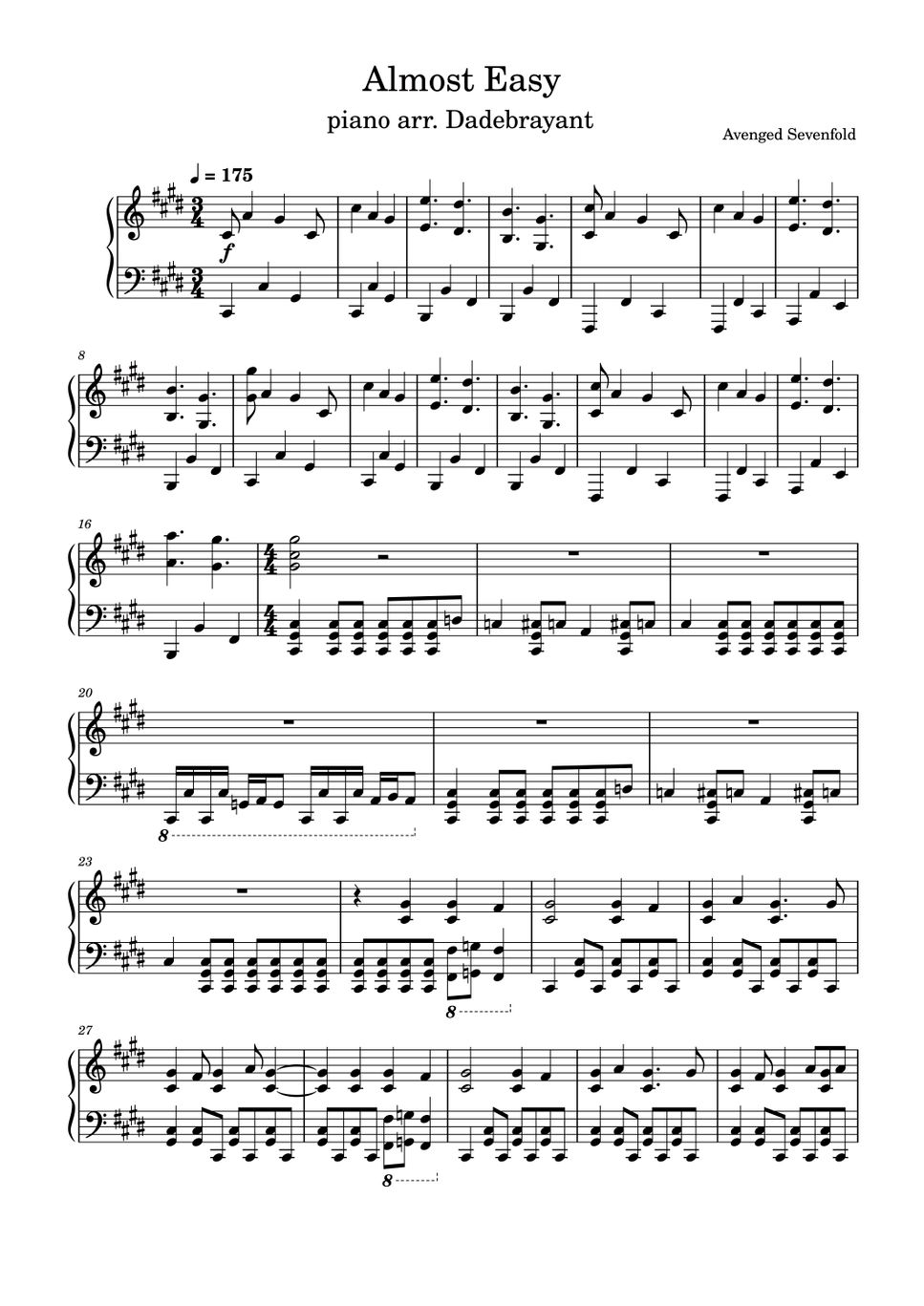 Avenged Sevenfold - Almost Easy Sheet by Dadebrayant