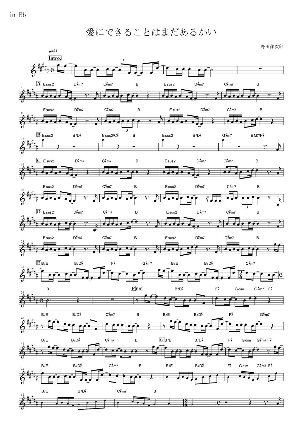 Weathering With You - Is There Still Anything That Love Can Do? (in Bb) Notenblatt by muta-sax