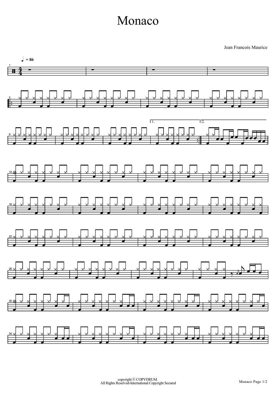 Jean Francois Maurice - Monaco Sheet by COPYDRUM