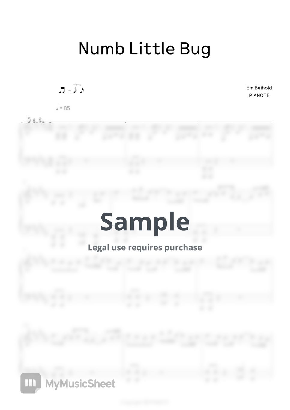 Em Beihold - 'Numb Little Bug' (원키) Sheets by PIANOTE피아노트