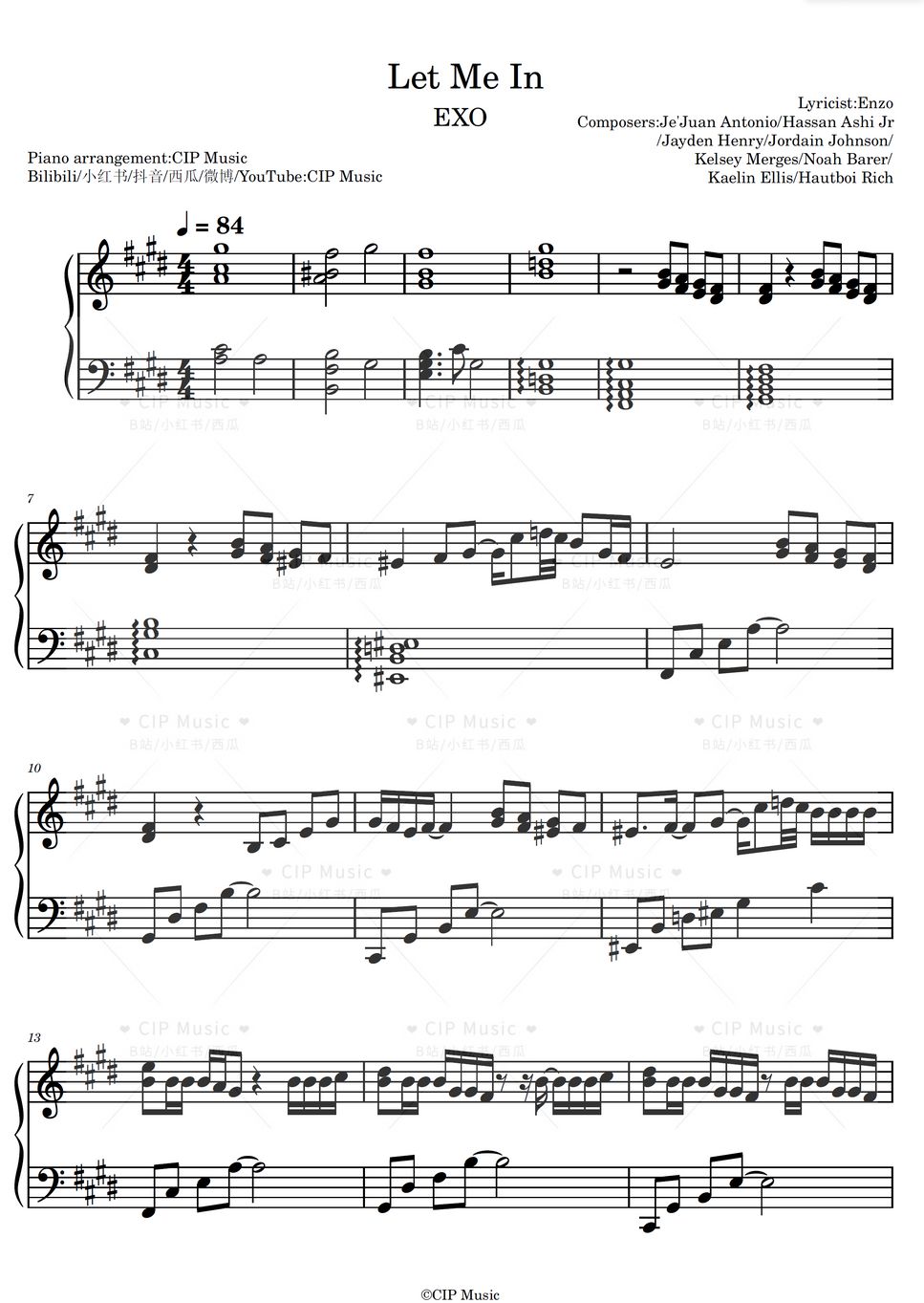 EXO - Let Me In Sheets by CIP Music