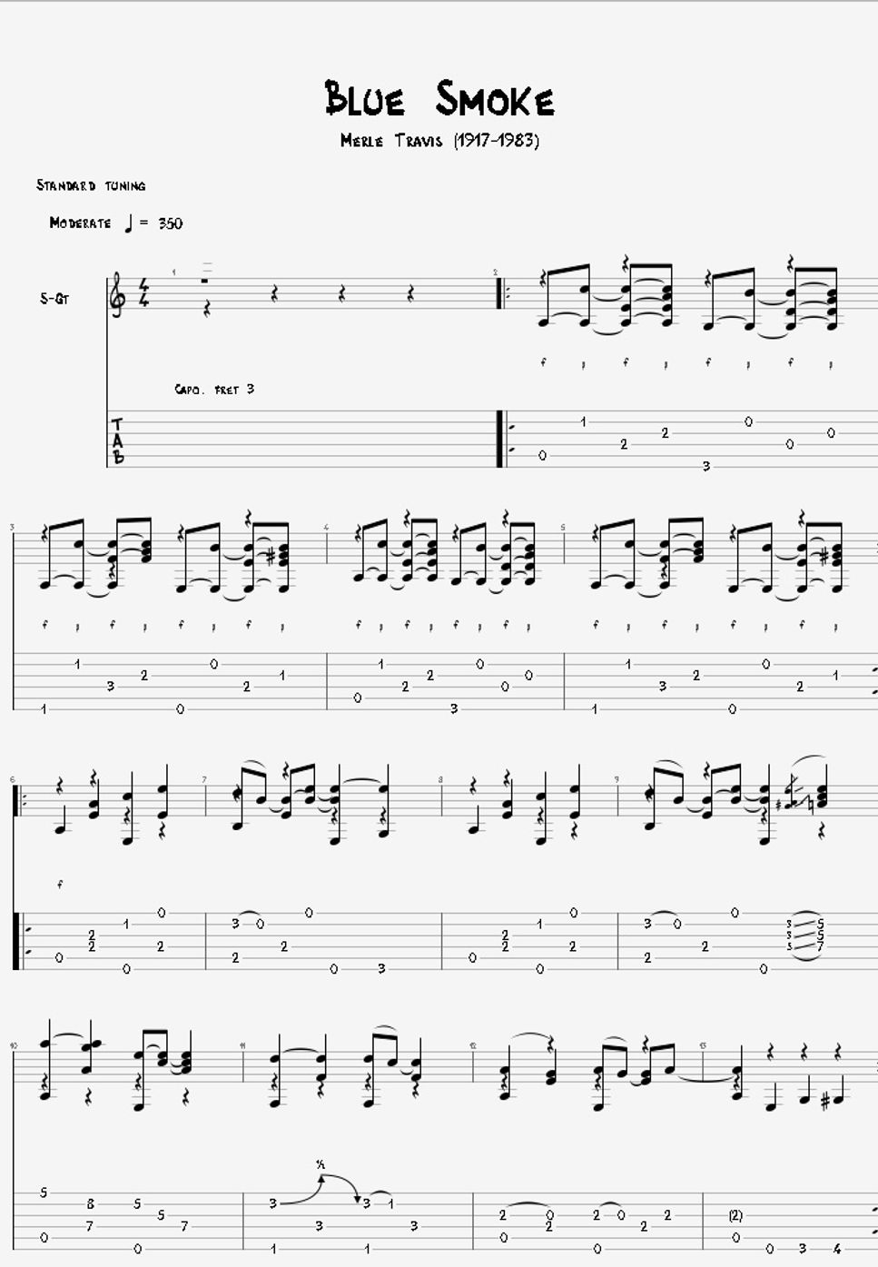 Merle Travis - Blue Smoke Sheets by 「Agape Guitar」