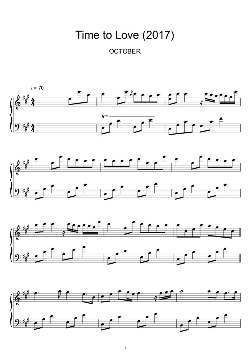 악토버 (OCTOBER) - Time to Love (2017) (Sheet Music, MIDI,) Bản nhạc by sayu