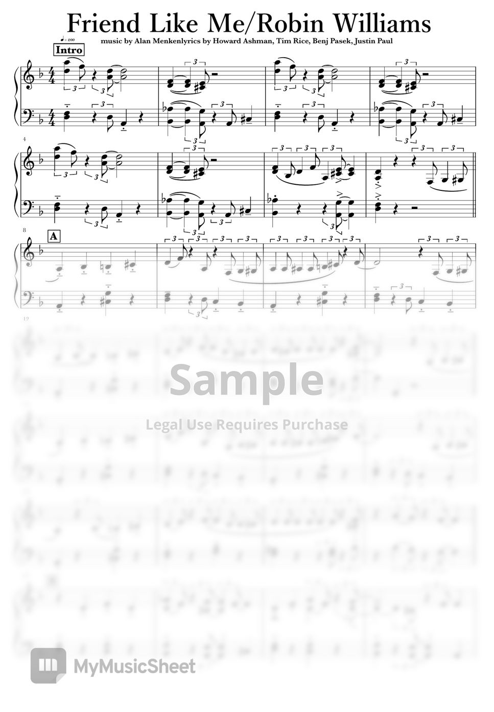 Robin Williams - Friend like me Sheet by Eri Nagayama