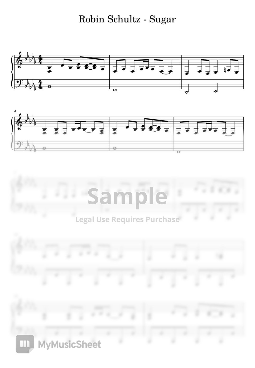 Robin Schultz - Sugar 악보 by Piano Go Life