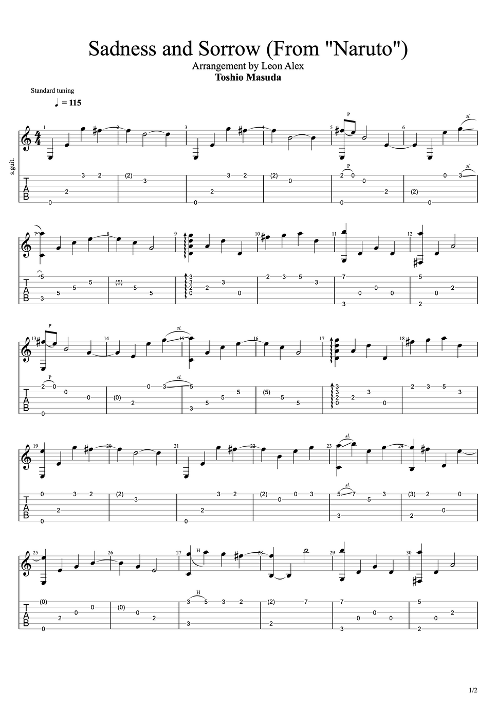 Toshio Masuda - Sadness and Sorrow (From "Naruto") (Fingerstyle) by ...