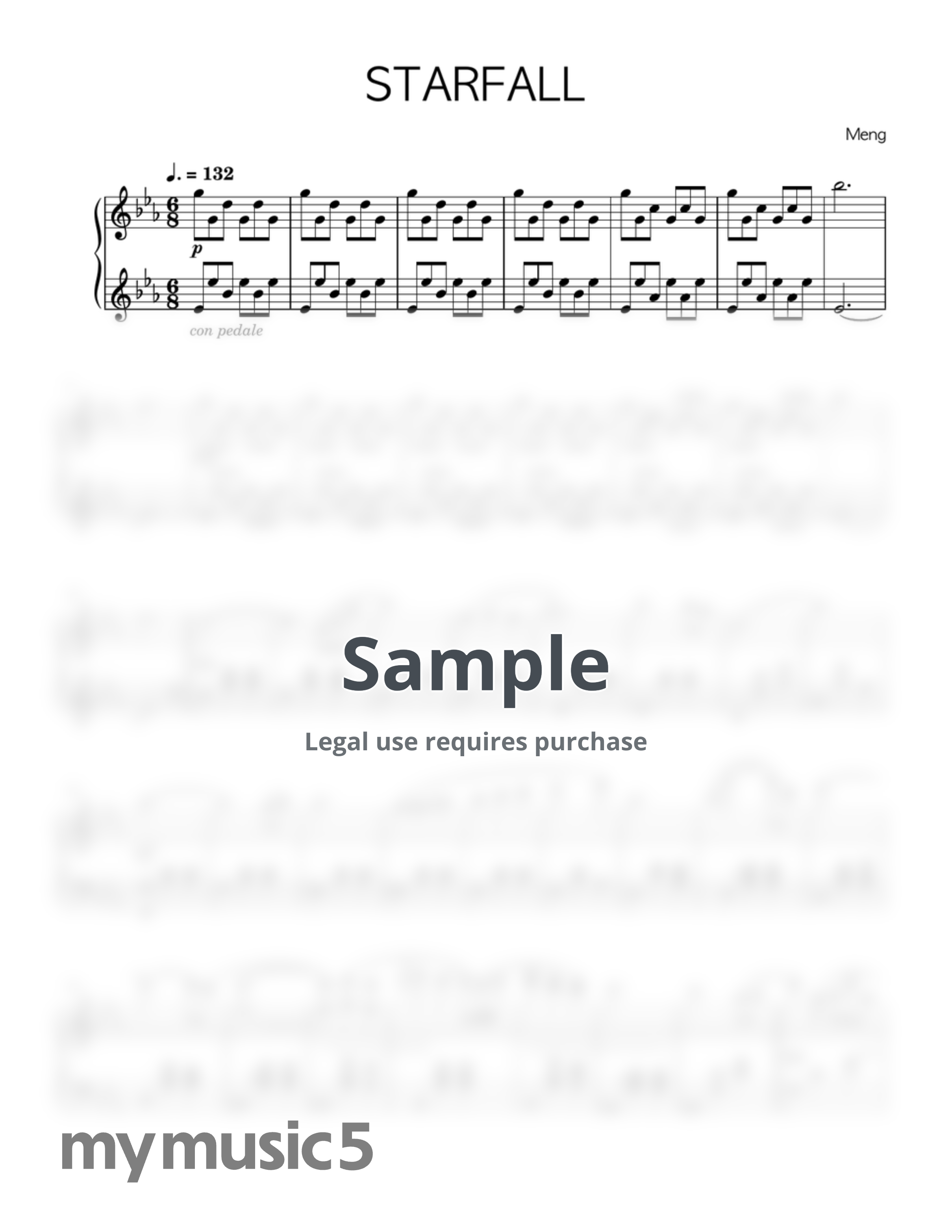 Meng - Starfall (Piano Solo) Sheet Music PDF | mymusic5