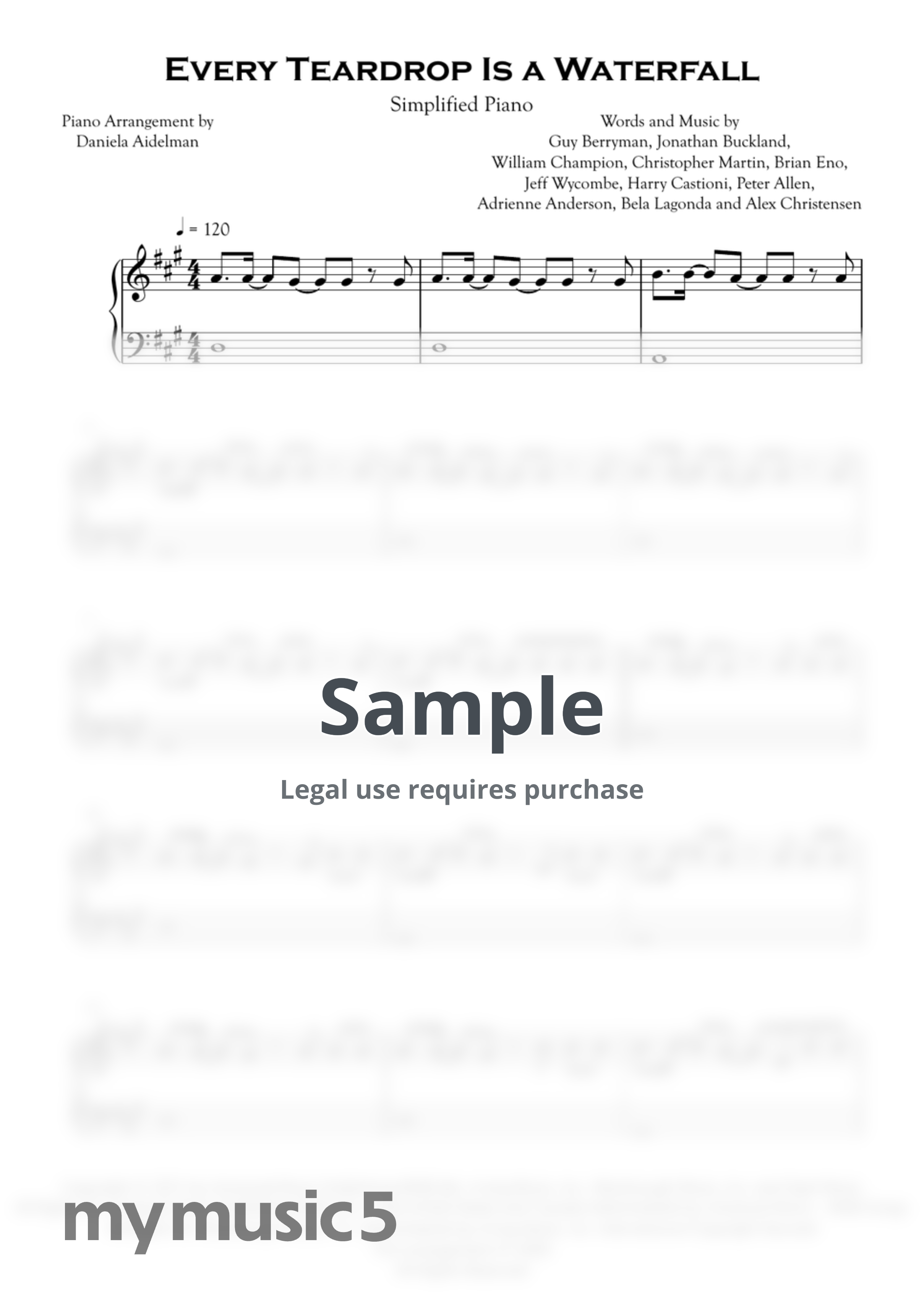 Coldplay - Every Teardrop Is A Waterfall Piano Sheet Music PDF ...