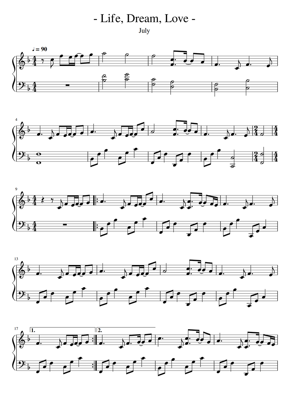 July - Life, Dream, Love Partitura