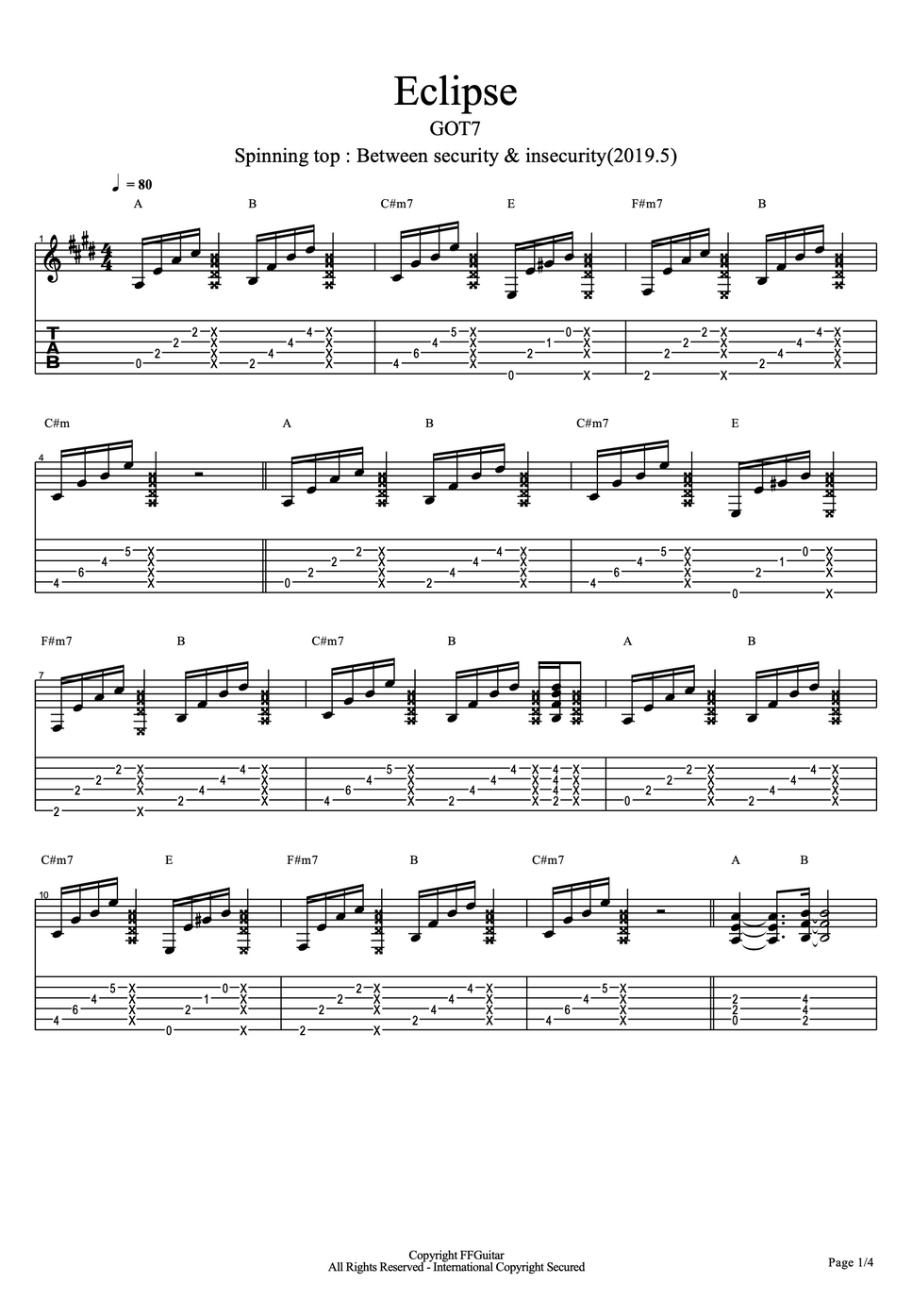 GOT7 - ECLIPSE Guitar Cover Notenblatt