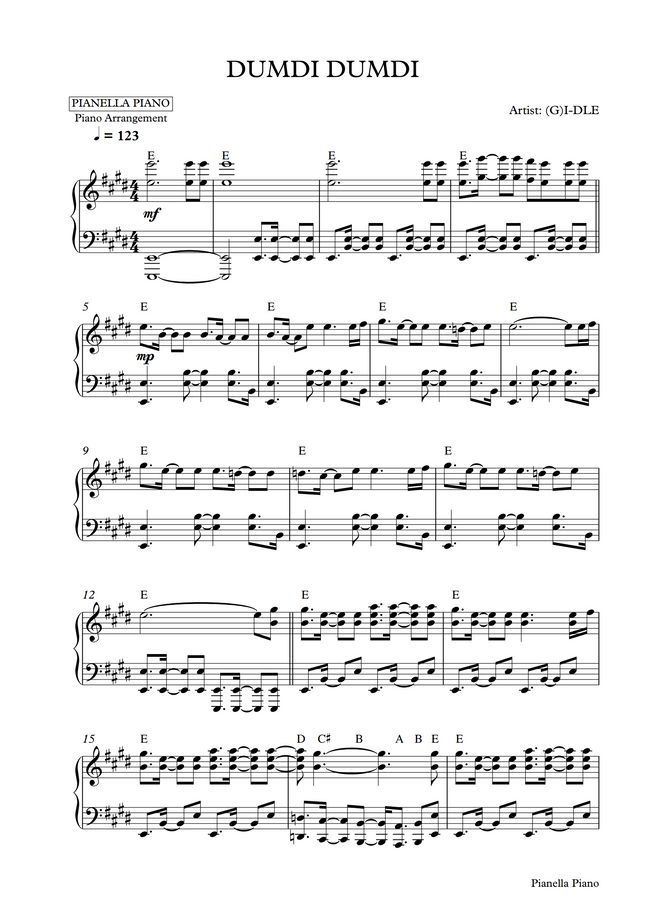 (G)I-DLE - DUMDi DUMDi (Piano Sheet) by Pianella Piano Sheet Music