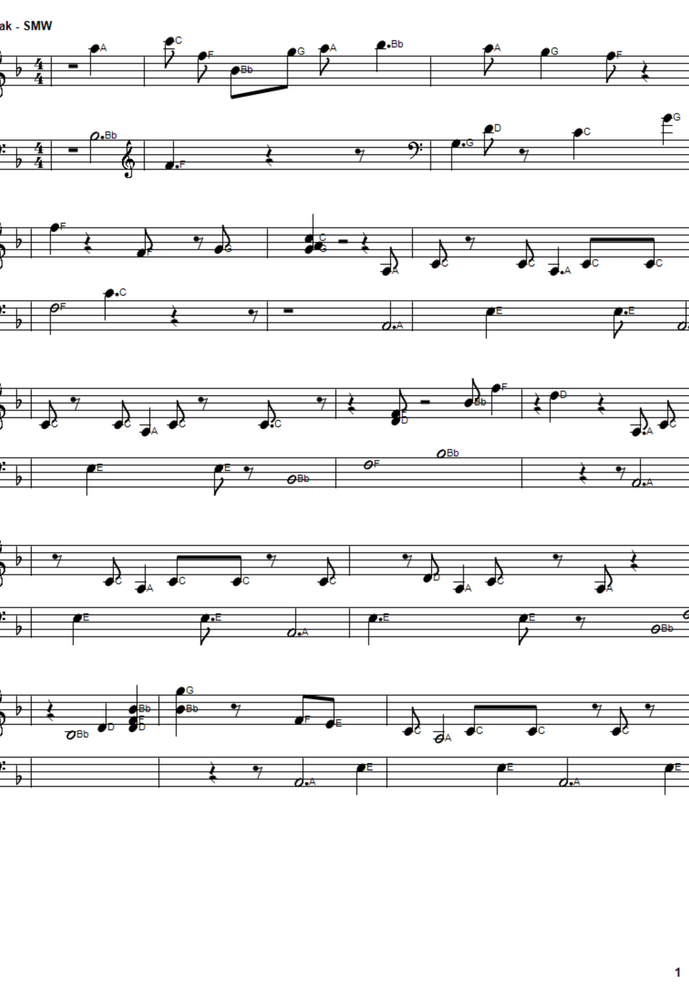 SWV - Larissa Lambert - Weak Lembar Musik