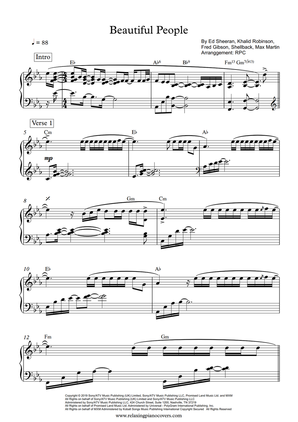 Ed Sheeran feat. Khalid - Beautiful People by Relaxing Piano Covers ...