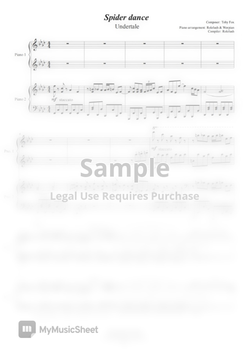 Toby Fox - Undertale OST: 059 - Spider Dance by Rolelush Sheet