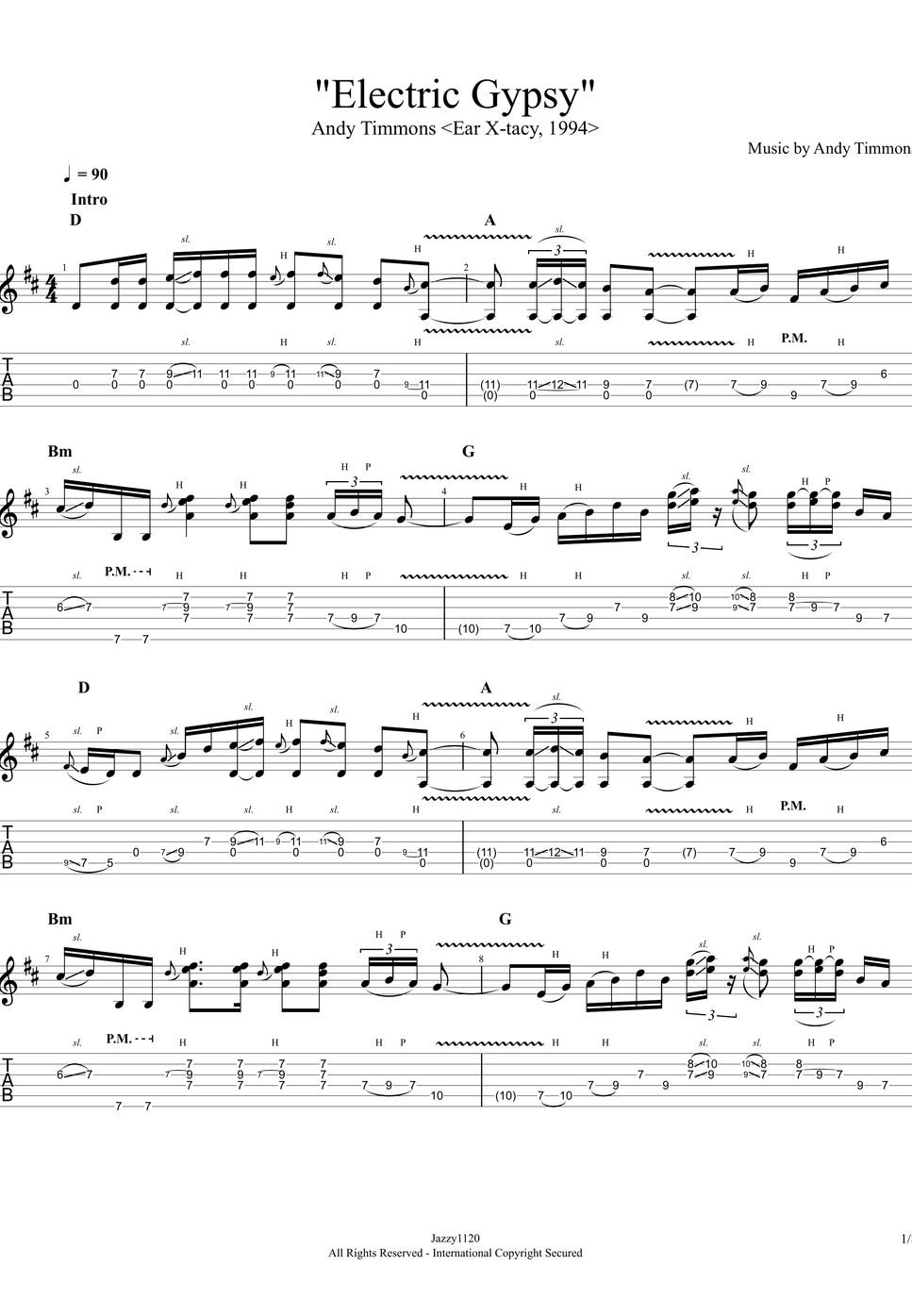 Andy Timmons - Electric Gypsy Tab + 1staff by Jazzy1120