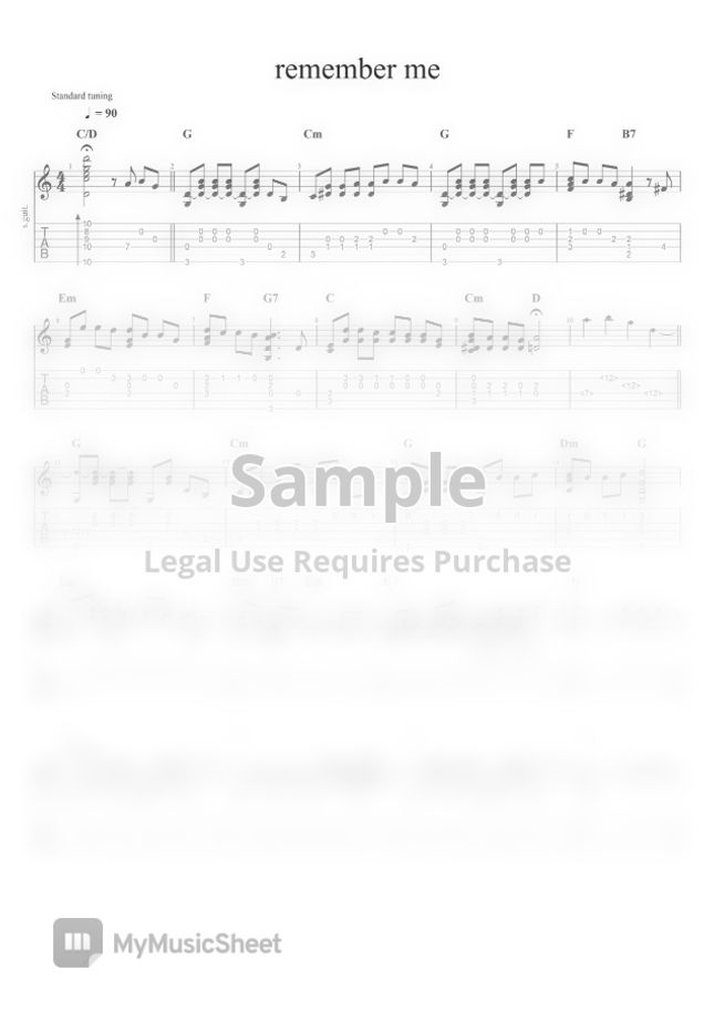 coco - remember me coco fingerstyleguitar tab (fingerstyle guitar tab ...