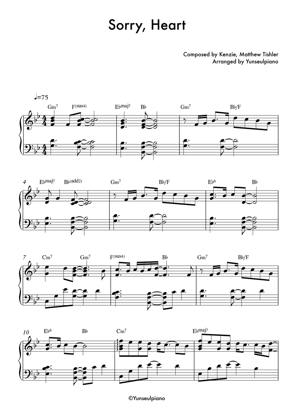 NCT Dream - Sorry, Heart by Yunseulpiano Sheet