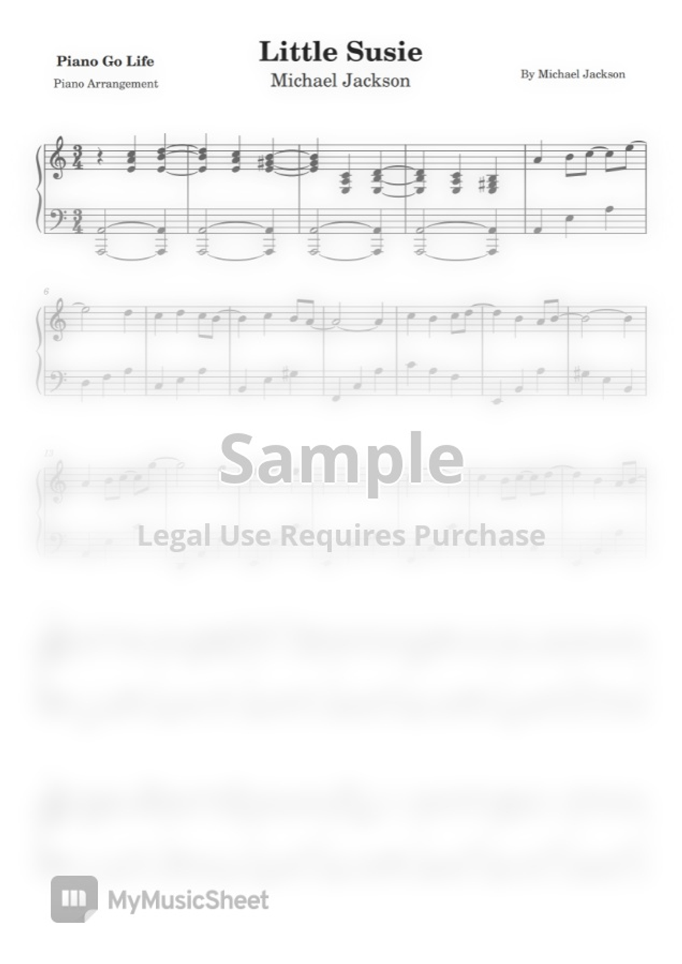 Michael Jackson - Little Susie by Piano Go Life نوتة