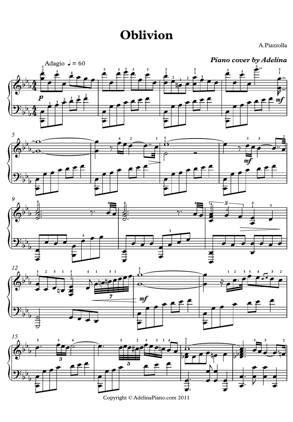 A.Piazzolla - Oblivion by Adelina Piano Helaian