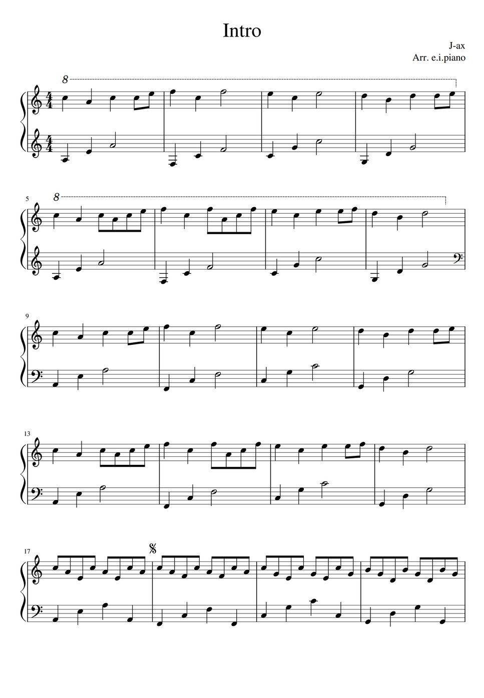 J-ax - Intro by e.i.piano Sheet