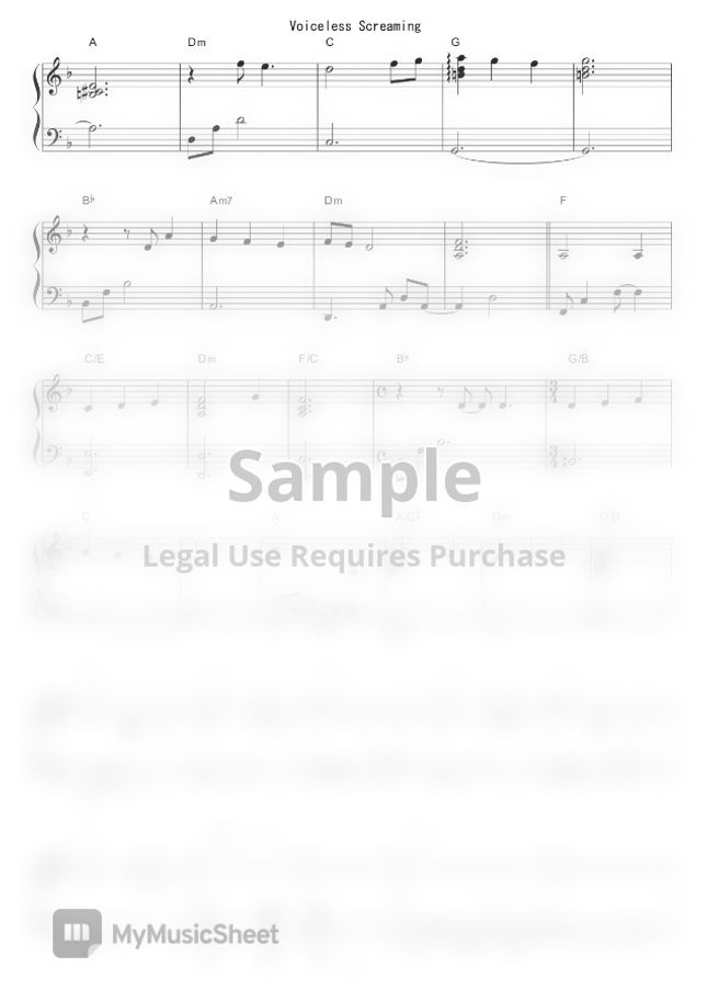 X / TAIJI - Voiceless Screaming by piano*score Sheet Music