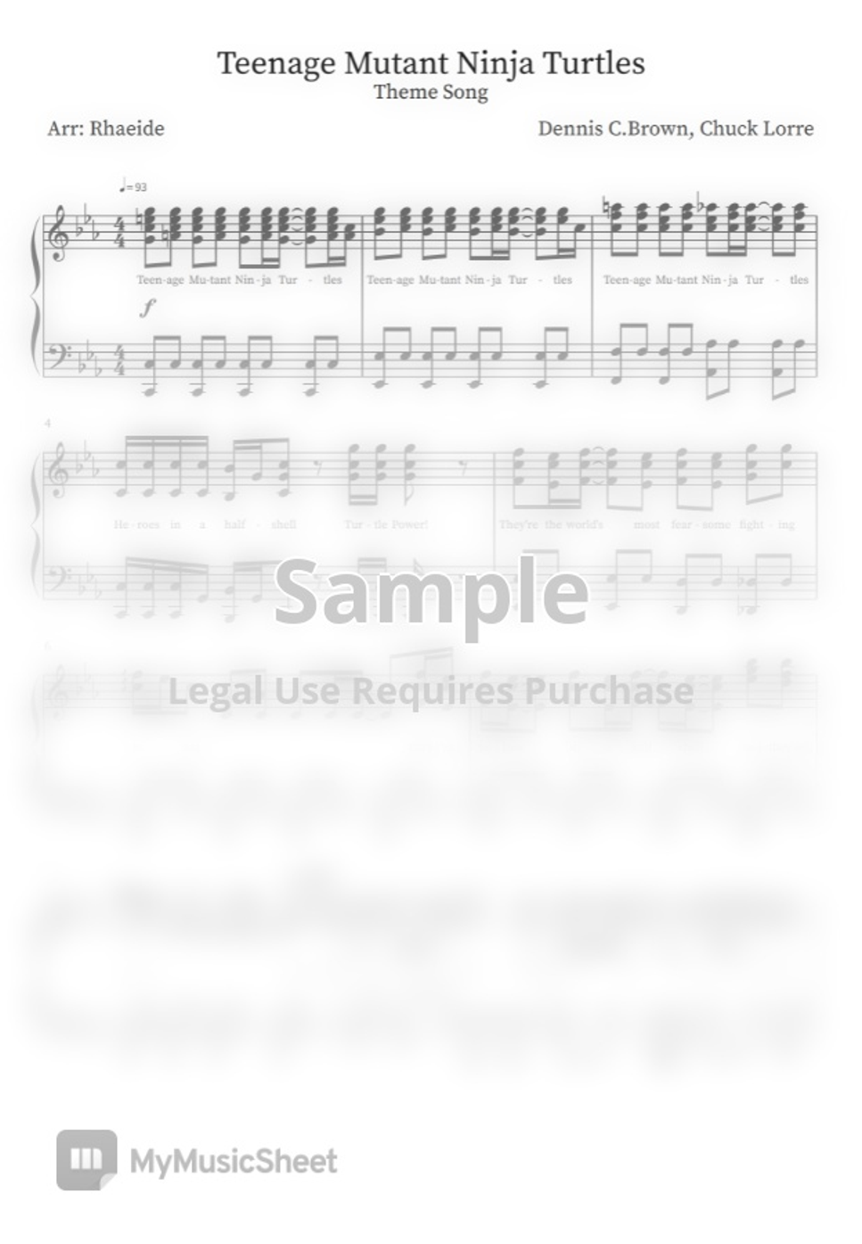 Teenage Mutant Ninja Turtles - Theme Song by Rhaeide Partition musicale