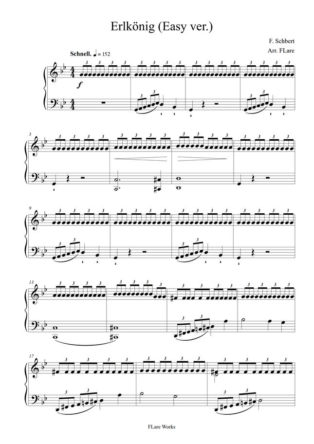 F. Schubert - Erlkönig (The Elf King) (Easy ver.) by FLare Sheet Music
