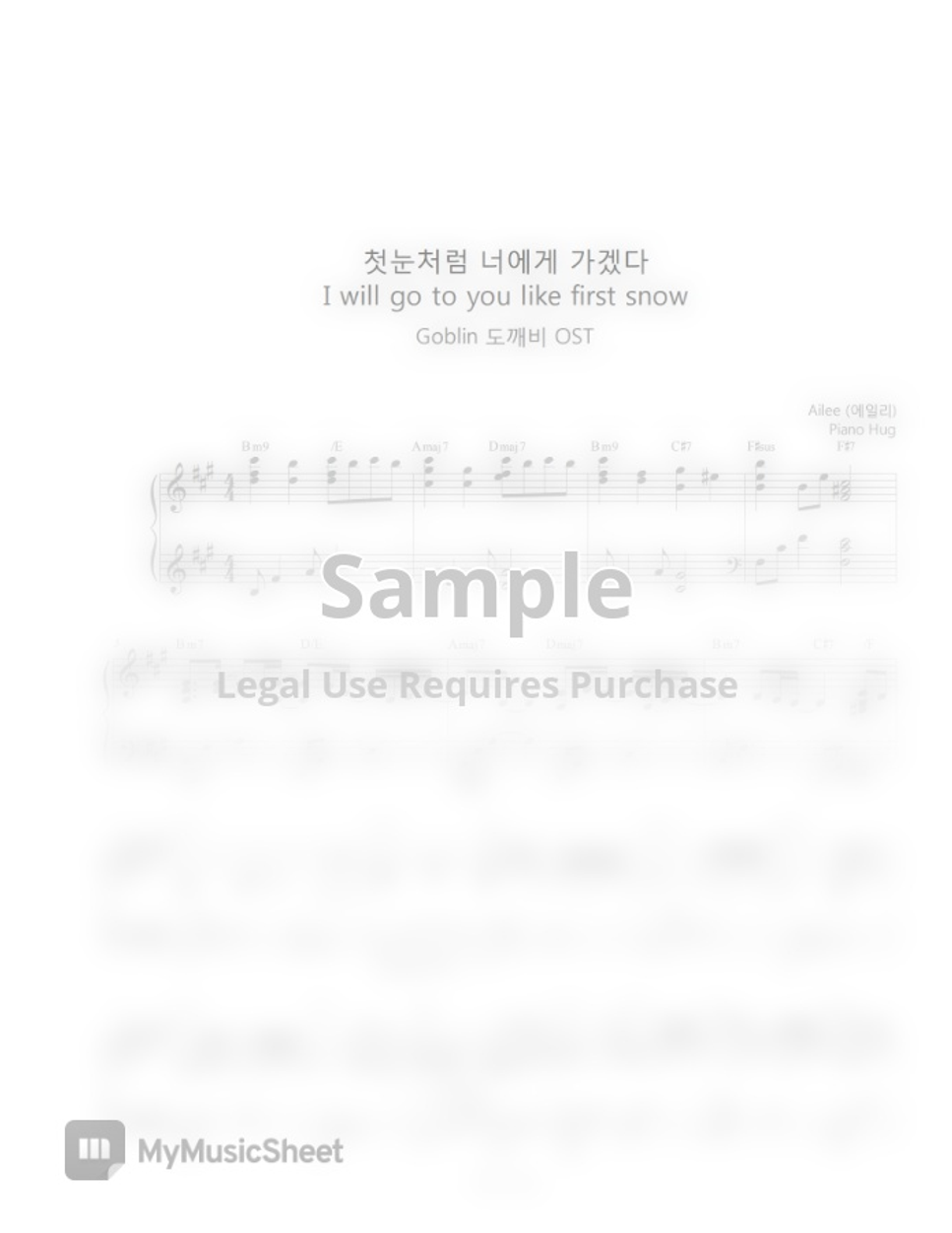 Ailee (에일리) - I will go to you like first snow (Goblin 도깨비 OST) by Piano Hug Sheet