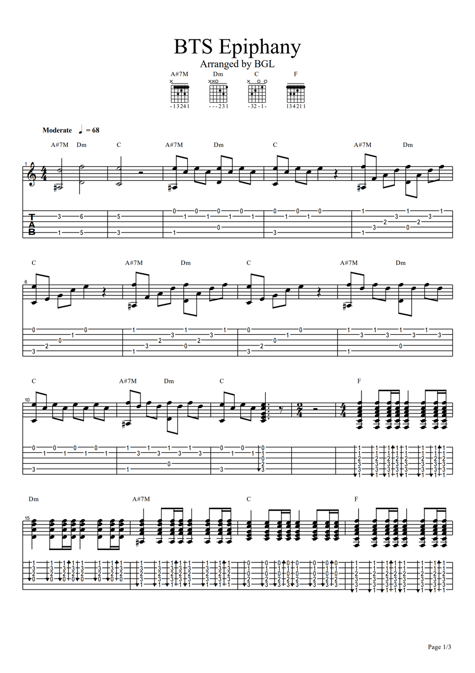 BTS - Epiphany tab Sheet